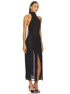 Guizio | Dresses | Guizio Koemi Sheer Panel Midi Dress In Black ...